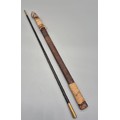 A Military swagger stick with fitted brass top- initialled 'WM' along ...