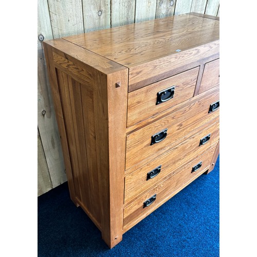 Contemporary solid light wood chest of drawers; two small drawers over ...