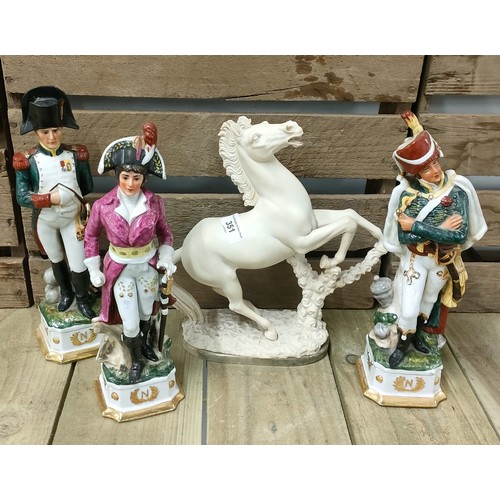 351 - Three various Foreign porcelain soldier figures which includes ...