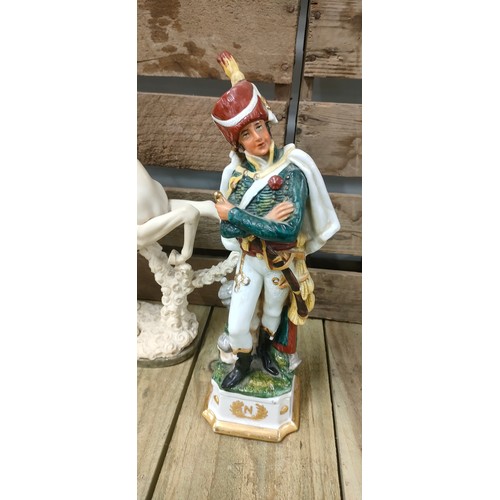 351 - Three various Foreign porcelain soldier figures which includes ...