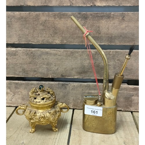 Chinese Ornate three foot Incense burner together with oriental ...