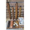 A tray of antique measuring instruments; Mercer jewelled bearing ...