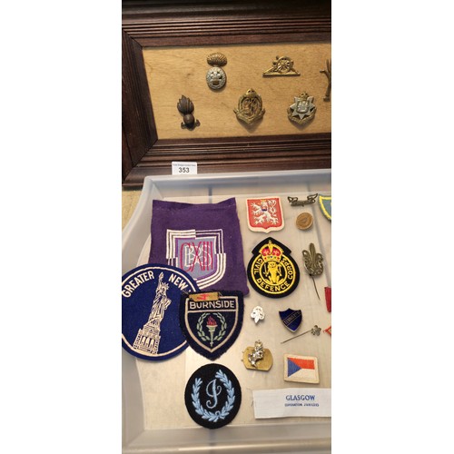 A Collection of Military framed badges and loose scout badges.