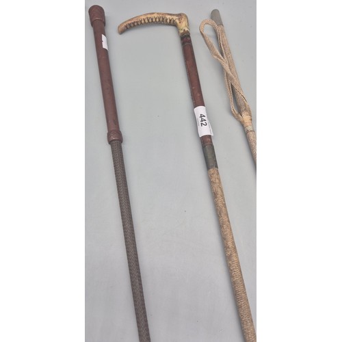 A Collection of Four Antique & vintage Horse Riding Crops; Two Horn ...