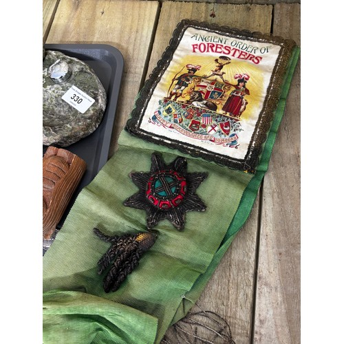 Tray of collectables; Granite Curling stone desk paperweight, Ancient ...