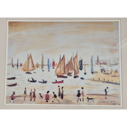 L.S Lowry titled "Yachts" 1959 493/850 with impressed limited edition ...