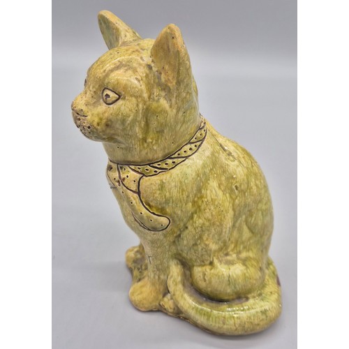 Ewenny pottery cat figure with Jones Bridgend signature to base. 18.5cm ...
