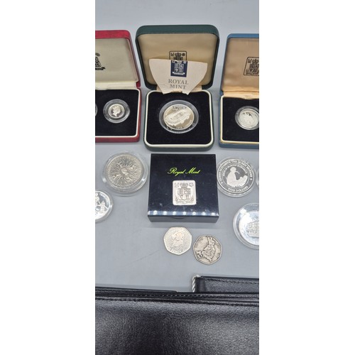 Collection of Silver Proof Coins; Royal Mint Silver Five Pence set ...