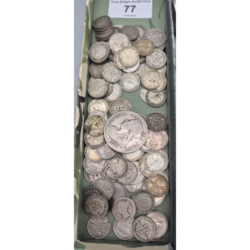 Collection of Silver Three Penny coins & 1893 Silver Victoria Coin. 173 ...
