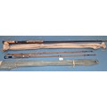 Two Fishing Rods; Antique 8'6 Wooden Fishing Rod & Three Piece Cane Rod ...