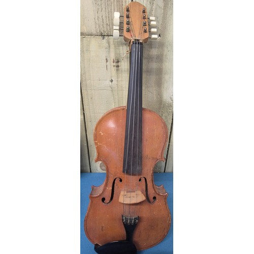 19th Century Homemade Full Size Hardanger Fiddle with bow ...