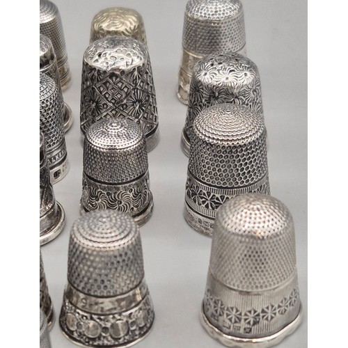 A Collection of 28 Silver Thimbles and 8 silver plated thimbles. 154 ...