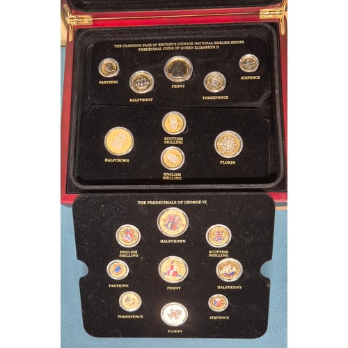 Two boxed sets of The London Mint Office Coin Sets with certificates ...