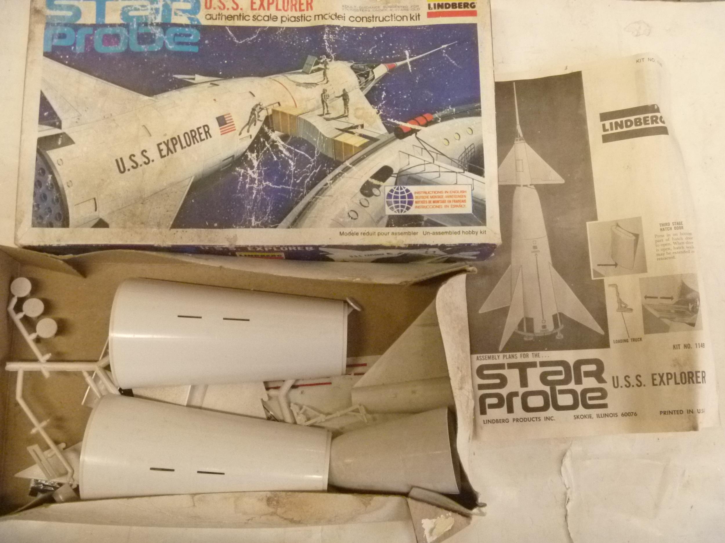 LINDBERG KIT STAR PROBE USS EXPLORER - BOX IS POOR CONTENTS GOOD ...