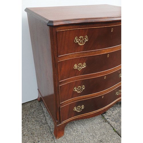 Mahogany Bow Fronted Chest of Drawers with Brass Handles, h: 76cm x w ...