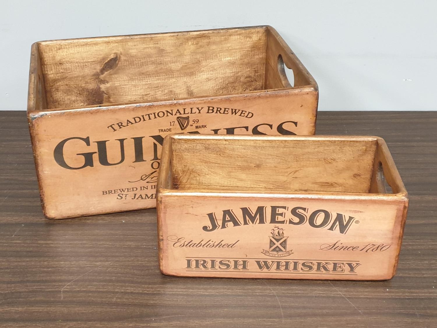 Lot of 2x Crates, Guinness and Jameson Irish Whiskey Wooden Crates ...