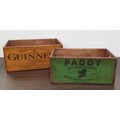 Lot of 2x Wooden Boxes Guinness and Paddy Whiskey (Guinness L: 35cm x D ...
