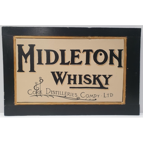 Hand-Painted Wooden Midleton Whiskey Advertising Sign, H:51 x W:79cm