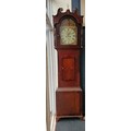Antique mahogany longcase clock with swan-neck pediment, painted Roman ...