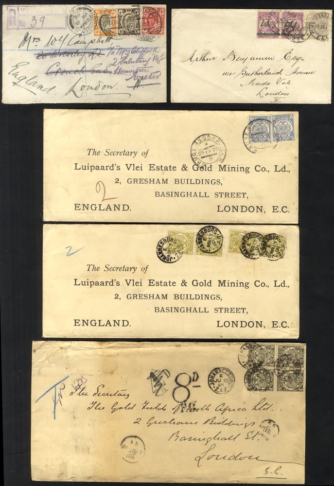 Mail To United Kingdom 1890 1910 Envelopes 13 Three Are Registered