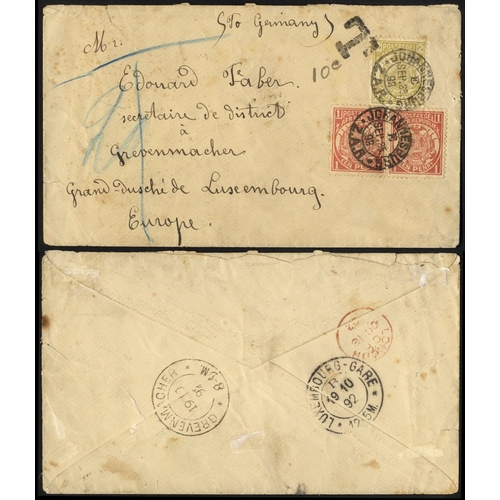 1892 (25 Sep) envelope from Johannesburg to Luxemburg, franked at 4d ...