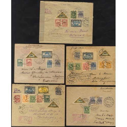 1920 group of five registered multi franked covers each bearing a 5m ...