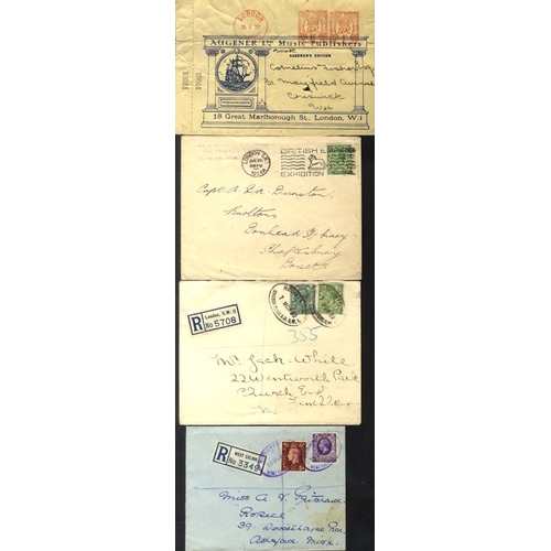 LONDON KGV miscellany incl. stationery incl. ½d & 2d envelopes, prepaid ...