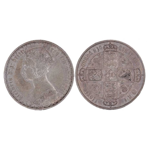 1872 Gothic florin, die no.105, AEF with light toning. S3893