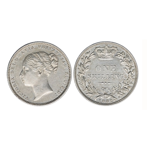1882 shilling, EF, very scarce.