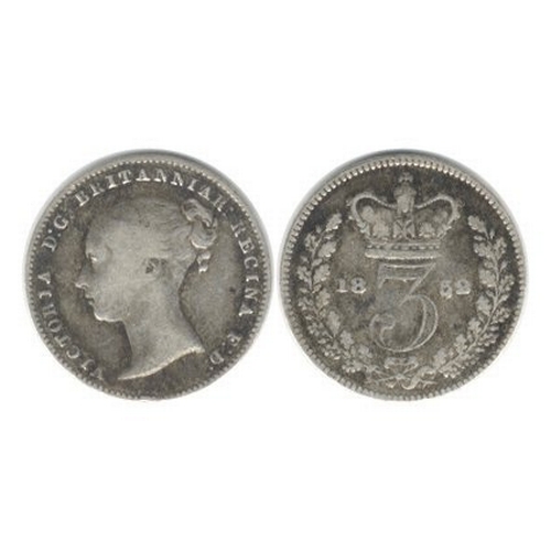 1852 threepence, a decent fine, an extremely rare date issued for ...