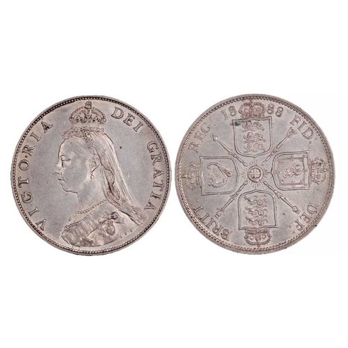 1888 florin, with obverse die of 1887, EF, rare.