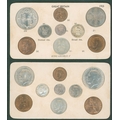 1925 set of nine coins, halfcrown to farthing, grades in descending ...