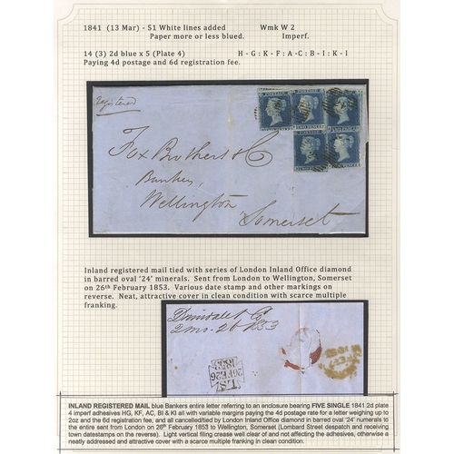 1853 INLAND REGISTERED MAIL - blue bankers entire letter franked 1841 ...