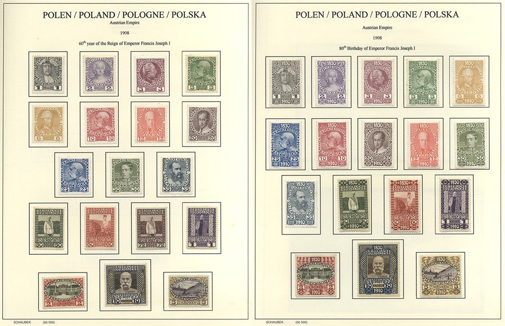 AUSTRIAN/POLAND two Schaubek albums containing a collection of stamps ...