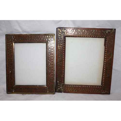 2 brass inlaid picture frames tallest 12" few bits brass a/f