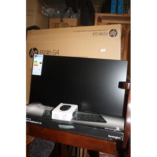 New HP computer monitor, stand, keyboard & mouse
