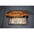 Inlaid sewing box tray damaged some veneer missing 6" h. 11" x 8 1/2"