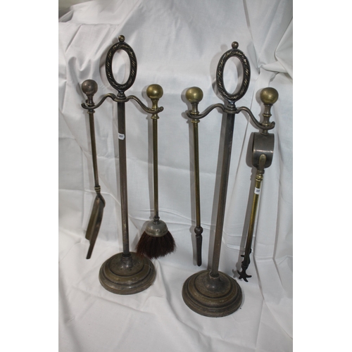 Pair brass companion sets 23"