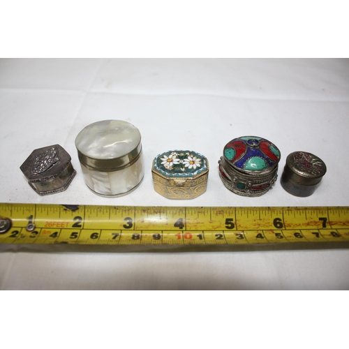 Italian gilded mosaic pill box & 4 others