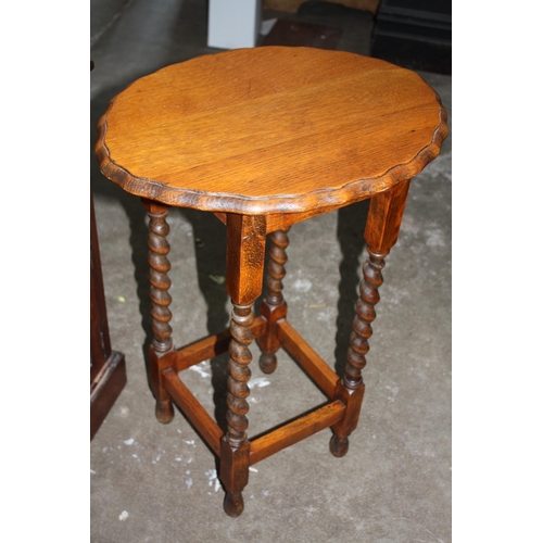 Oak pie crust barleytwist plant stand 28" h.