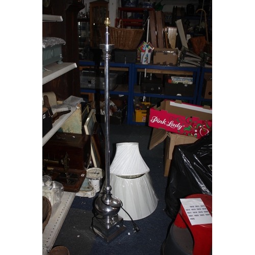 Large chrome standard lamp 56" with 2 new shades