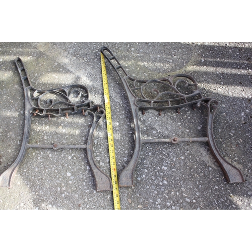 Pair black metal bench ends