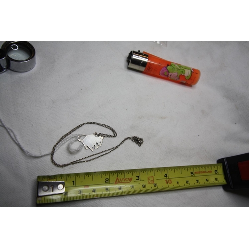 Silver chain & rat pendant