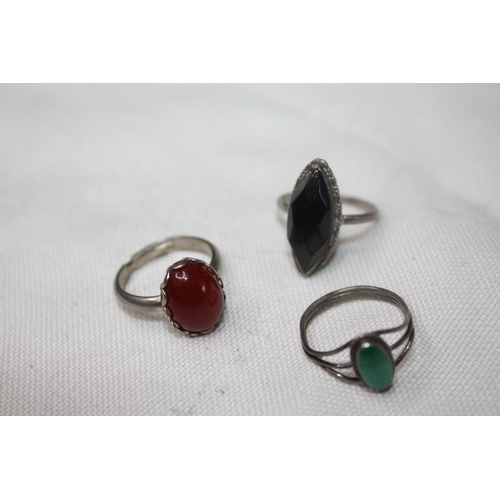 2 stone set silver rings- on right & costume ring