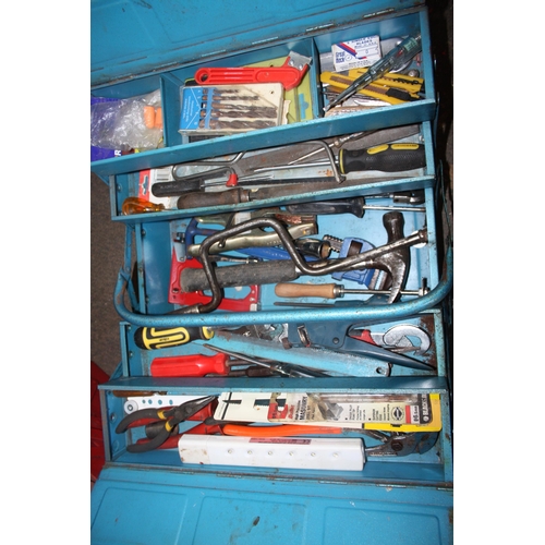 Blue cantilever tool box & contents