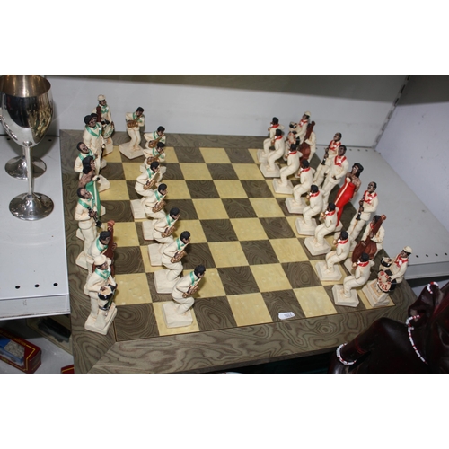 Composite chess set on board