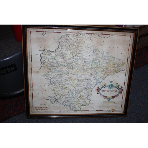 Robert Mordan framed map Devon 14 1/2" h.