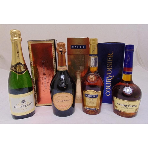 Courvoisier cognac, Martell cognac, Laurent Perrier Rose Brut champagne ...