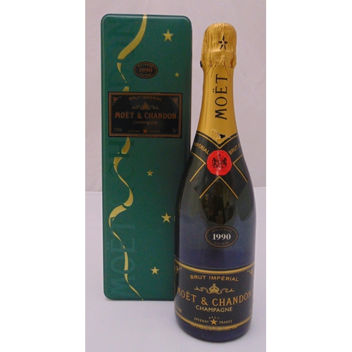 Moet and Chandon Brut Imperial 1990 champagne 75cl in original metal case