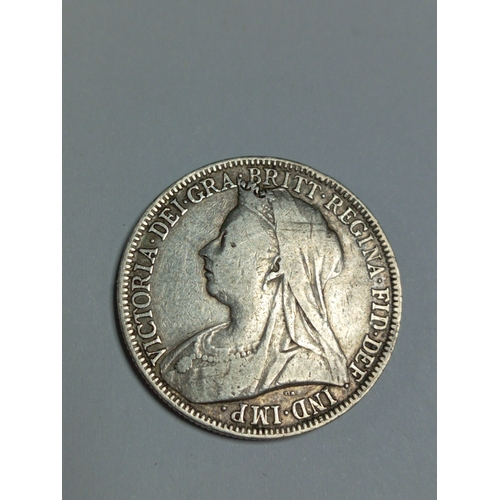 An 1898 Victoria florin 925 sterling silver coin.